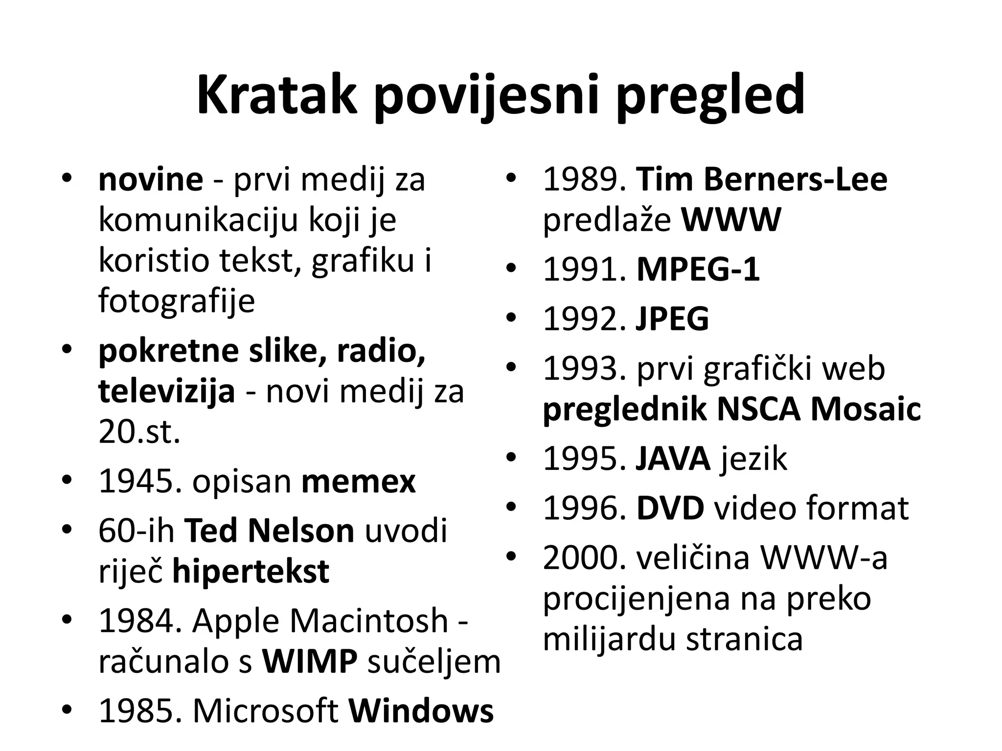 Uvodni pojmovi o multimediji i hipermediji | PPTX