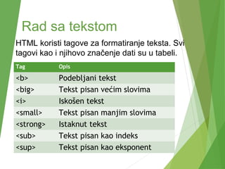 Uvod u html - osnovna škola | PPT