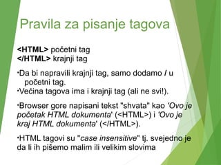 Uvod u html - osnovna škola | PPT