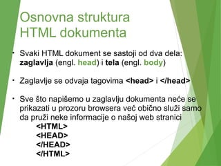 Uvod u html - osnovna škola | PPT