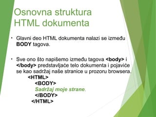 Uvod u html - osnovna škola | PPT