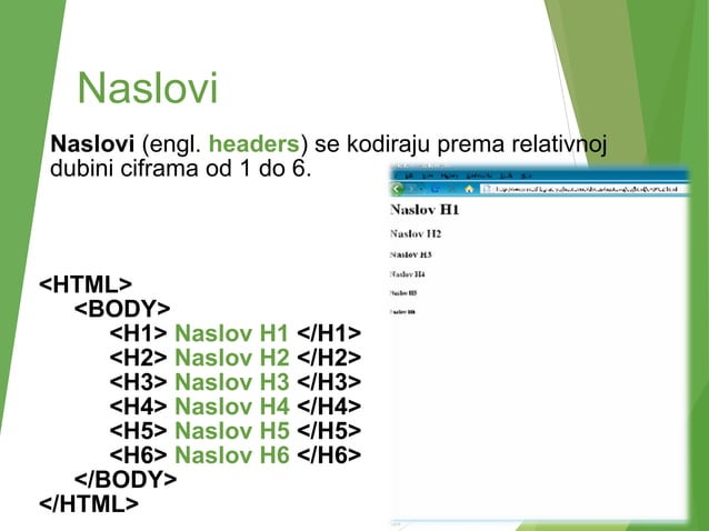 Uvod u html - osnovna škola | PPT