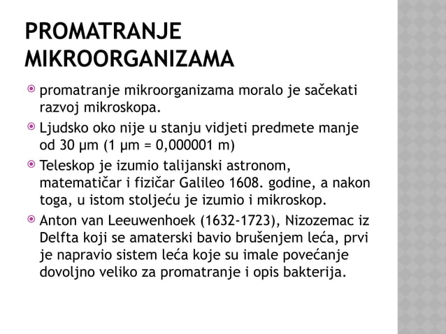 UVOD U MIKROBIOLOGIJU.pptx -prezentacija | PPT