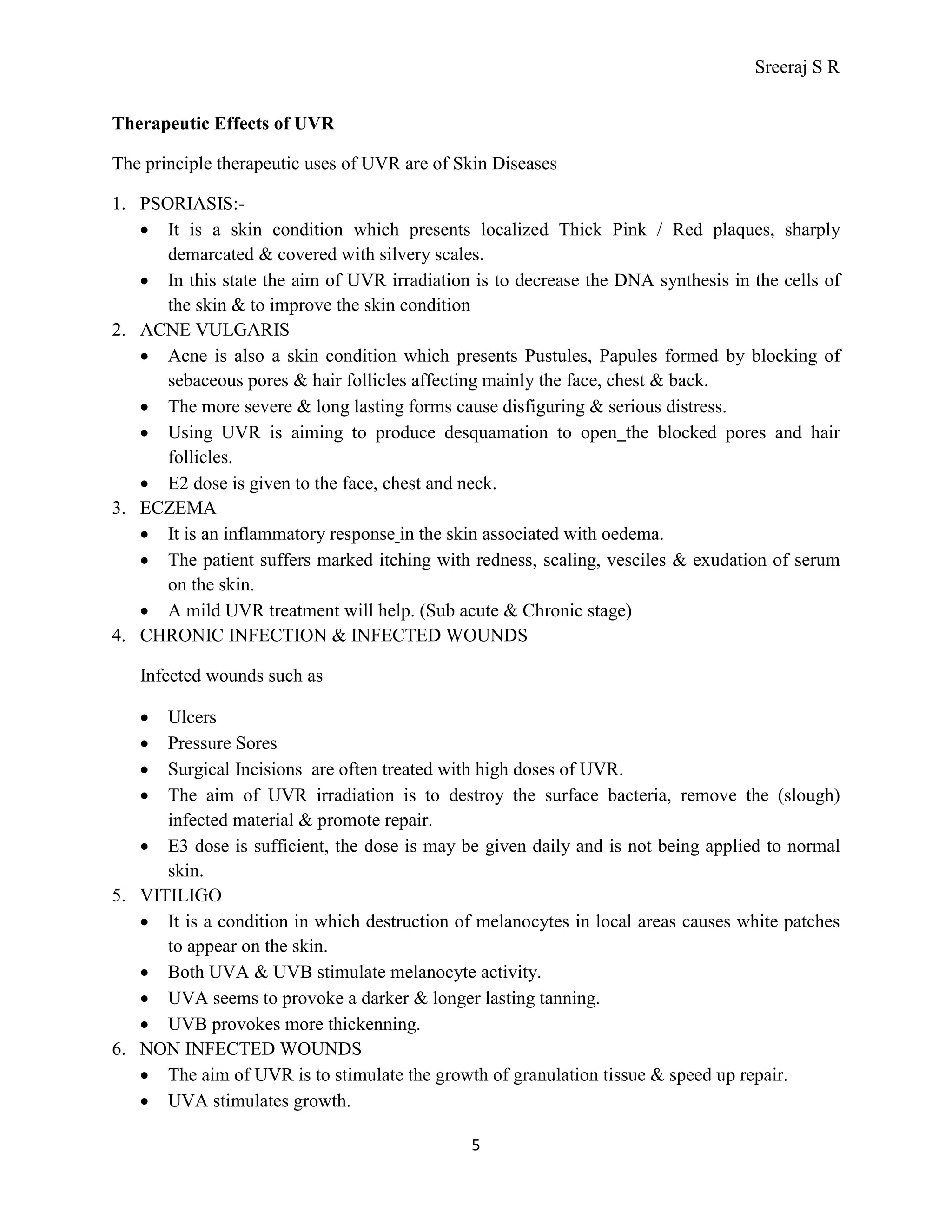 ULTRAVIOLET RADIATION THERAPY (UVR) | PDF