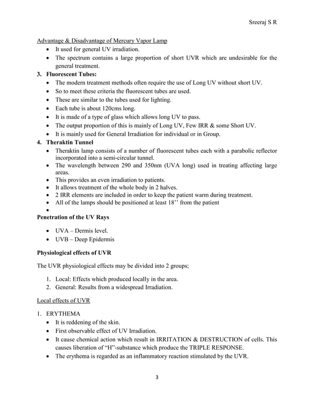 ULTRAVIOLET RADIATION THERAPY (UVR) | PDF