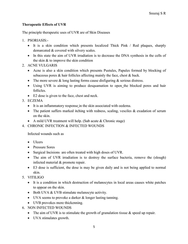 ULTRAVIOLET RADIATION THERAPY (UVR) | PDF