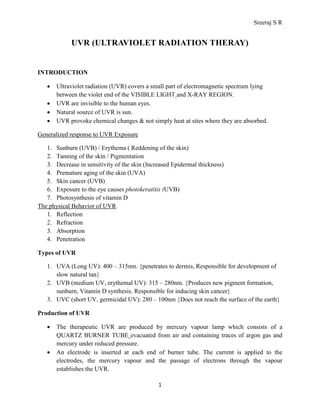 ULTRAVIOLET RADIATION THERAPY (UVR) | PDF