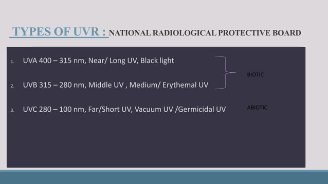 UVR | PPTX | Skin and Dermatology | Diseases and Conditions