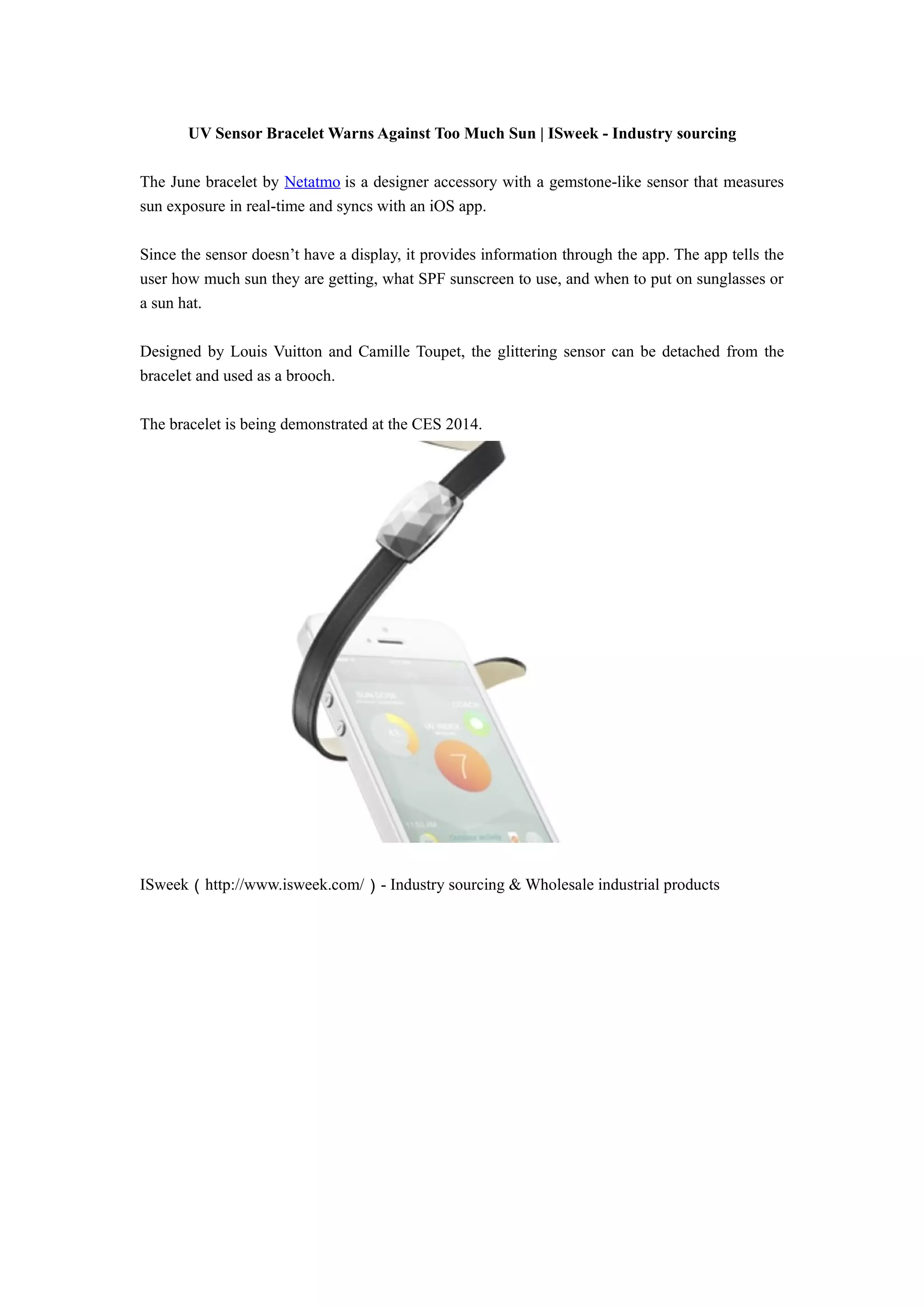 Uv sensor bracelet warns against too much sun | DOC