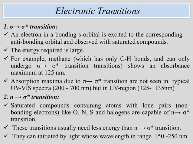 UV spectroscopy, Electronic transitions, law of UV, Deviations of UV ...
