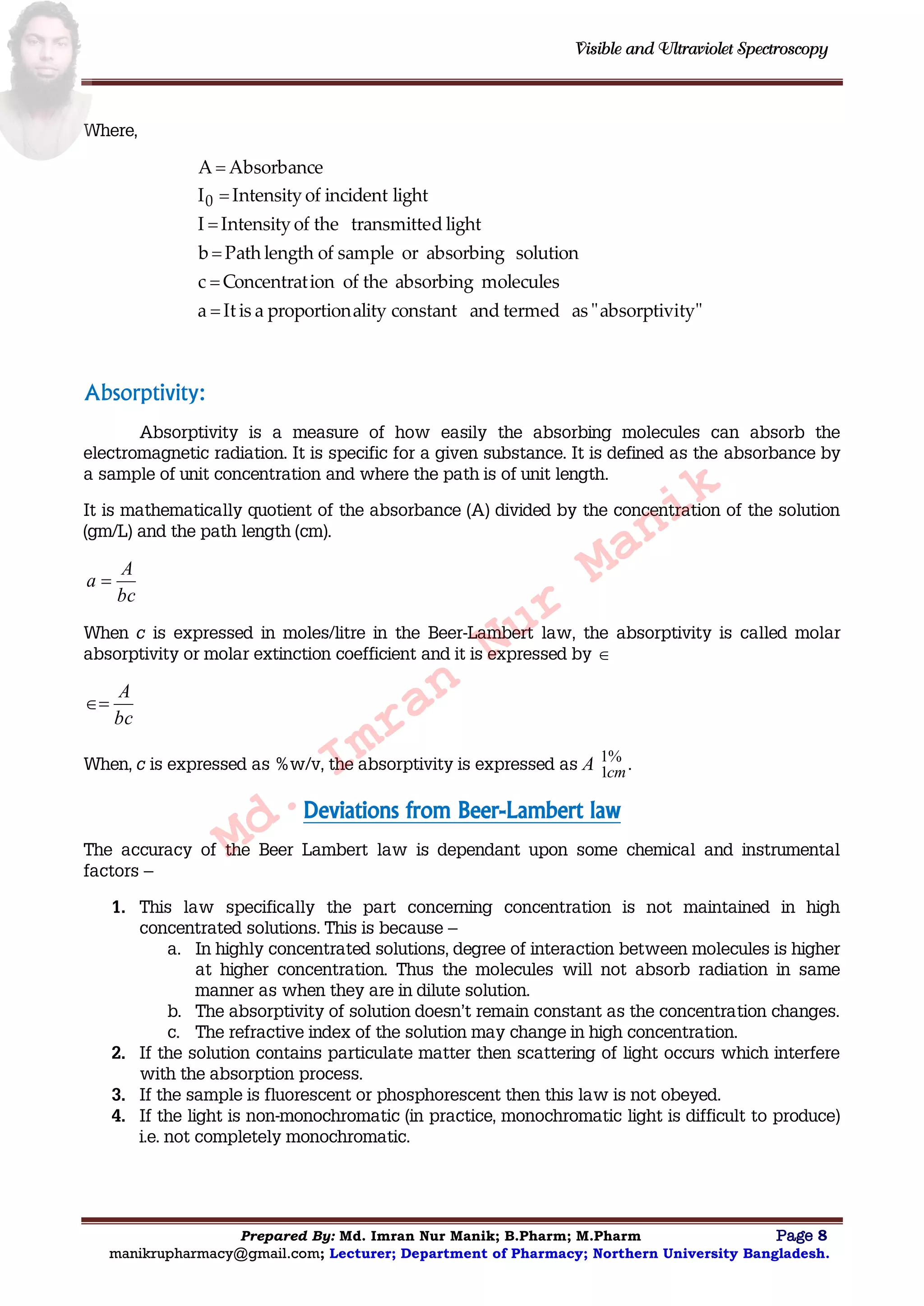 Visible and Ultraviolet Spectroscopy-MANIK | PDF | Chemistry | Science