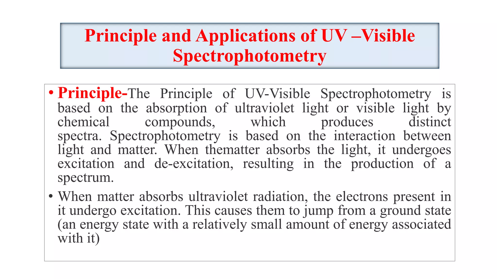 uv visible Spectrophotometry | PPTX