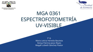 ESPECTROSCOPIA ULTRAVIOLETA Y VISIBLE RANGO | PPTX