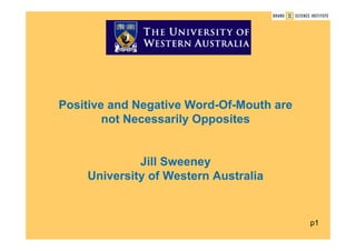 Positive and Negative Word of Mouth are not Necessarily Opposites | PDF ...