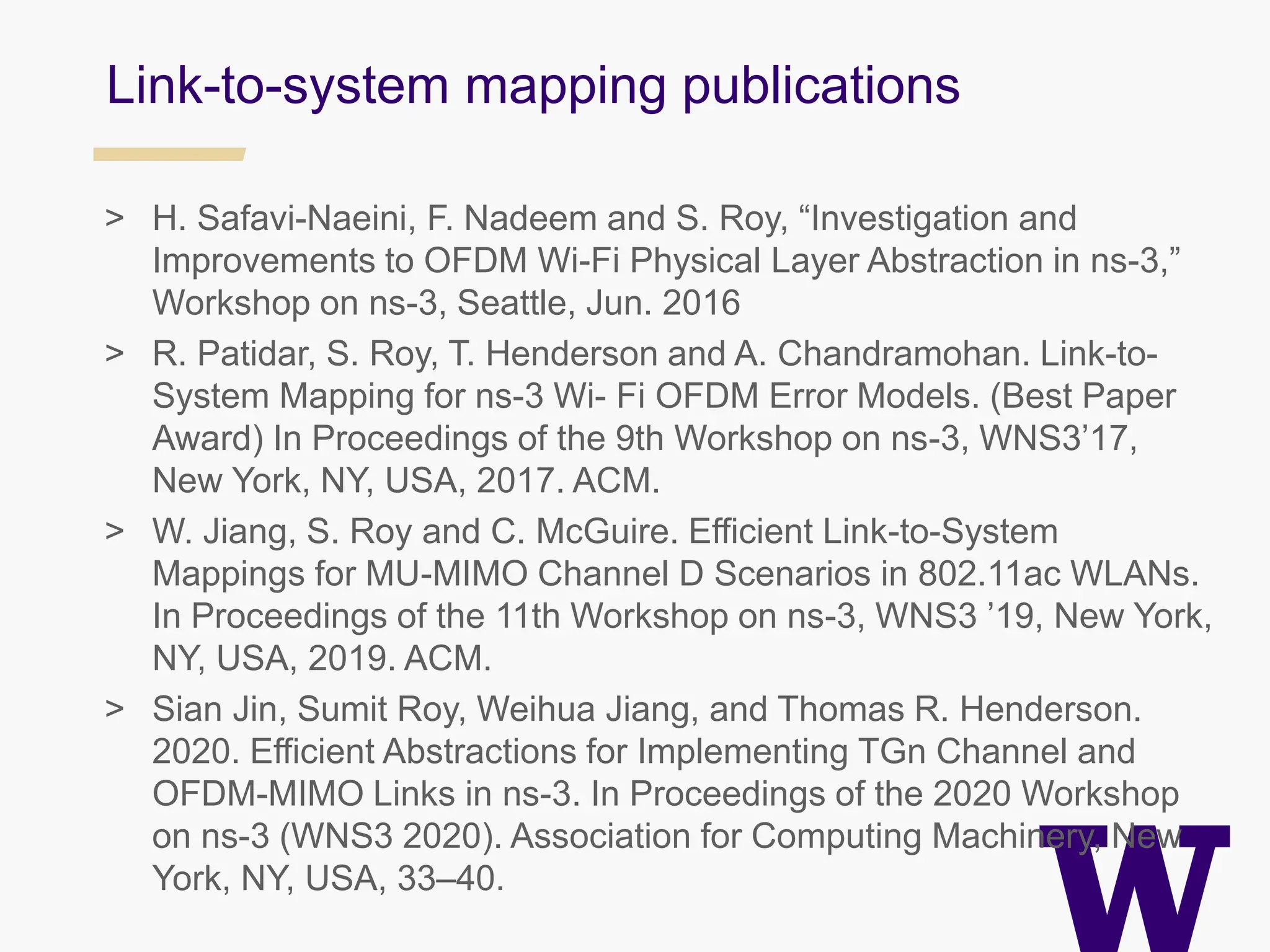 UW FunLab: ns3 based WiFi Network Performance Evaluation | PPT