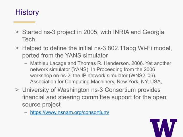 UW FunLab: ns3 based WiFi Network Performance Evaluation | PPTX