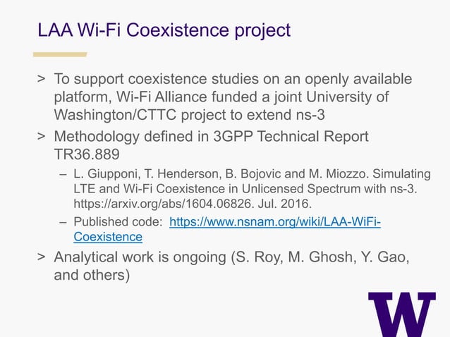 UW FunLab: ns3 based WiFi Network Performance Evaluation | PPT