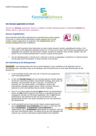 Uw access applicatie en excel | PDF