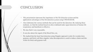 UWB radar as a life detection system | PPT
