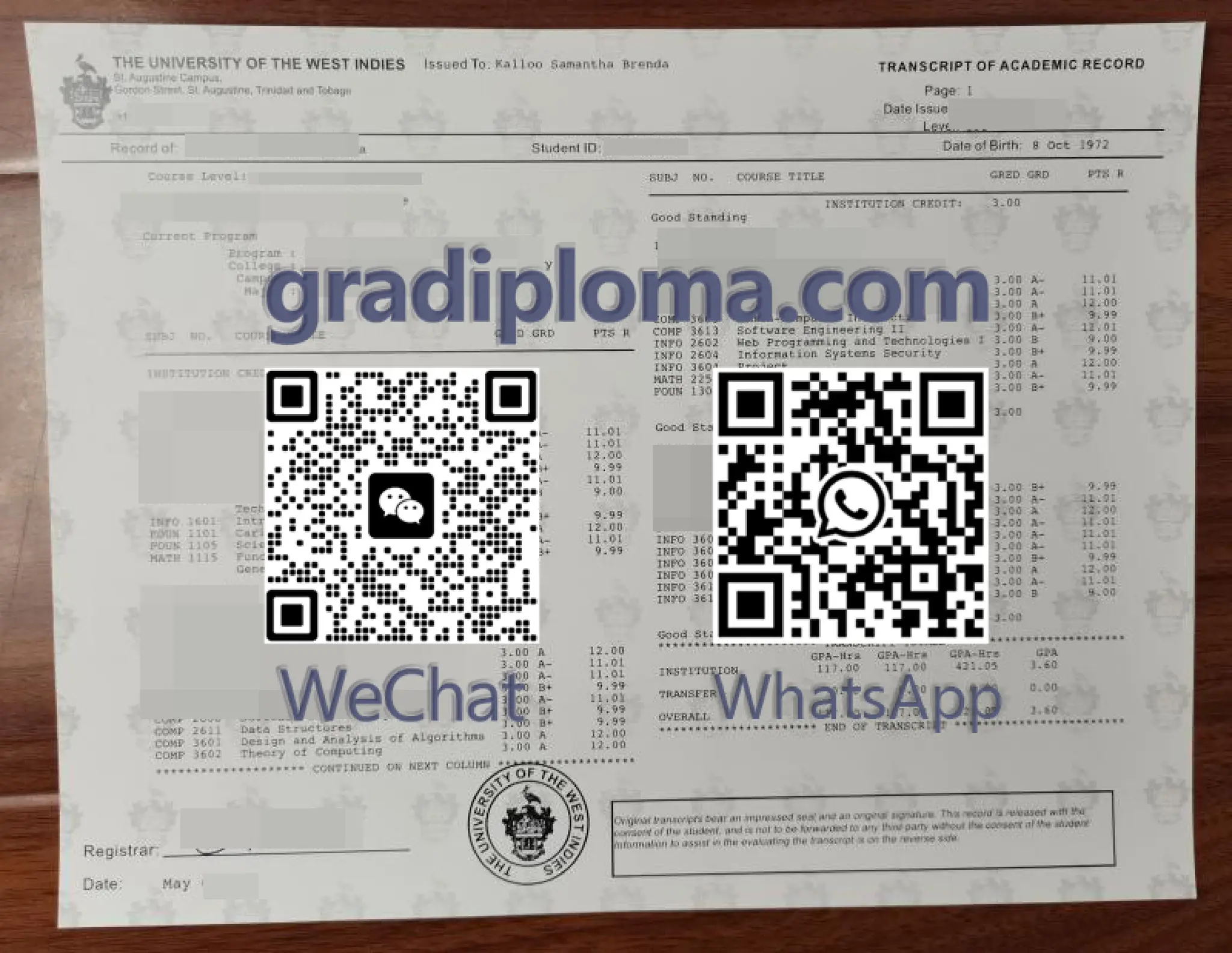 UWI academic transcript, buy UWI transcript | PPT