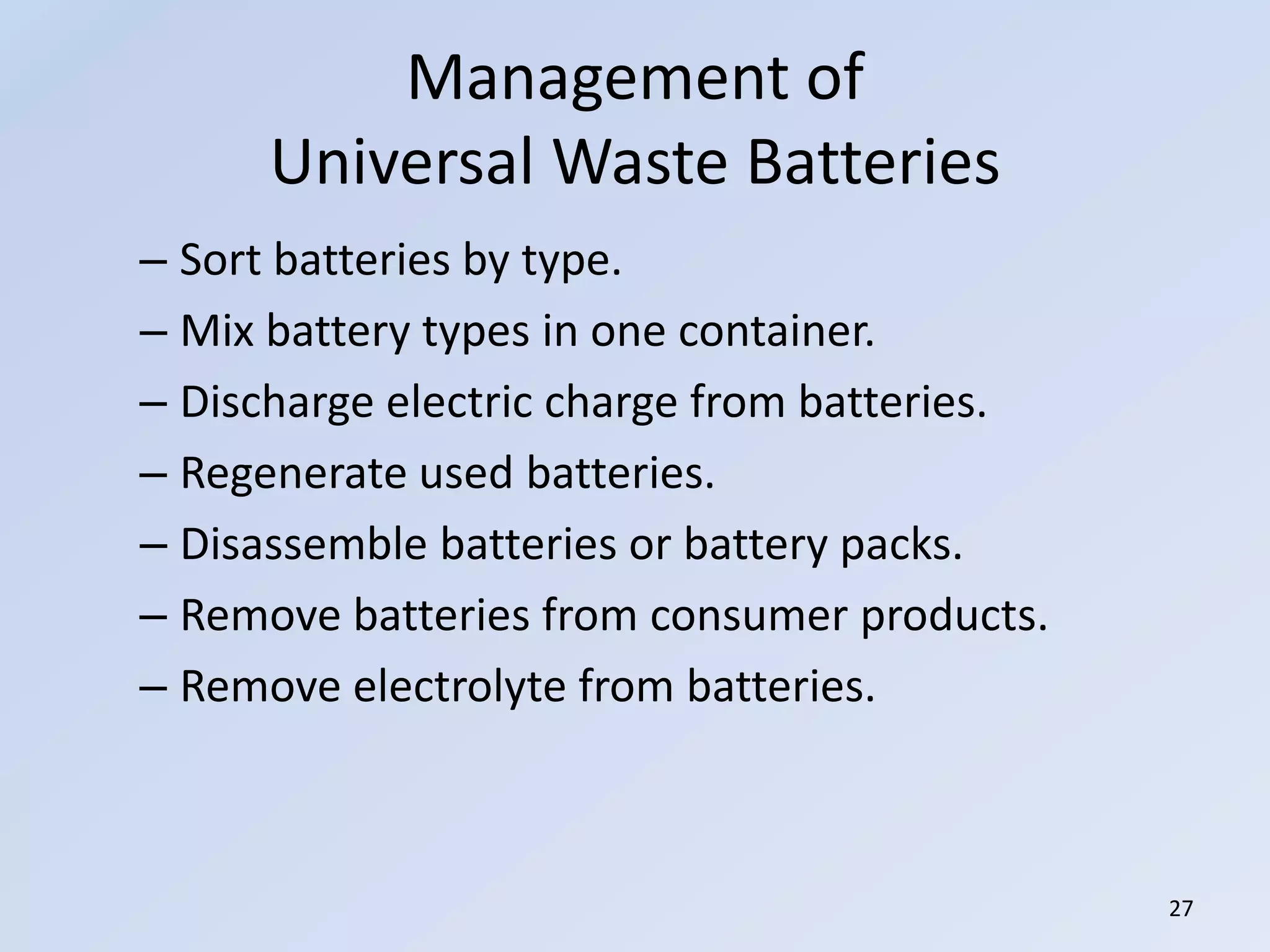 The Identification and Management of Universal Waste in Wisconsin | PPTX