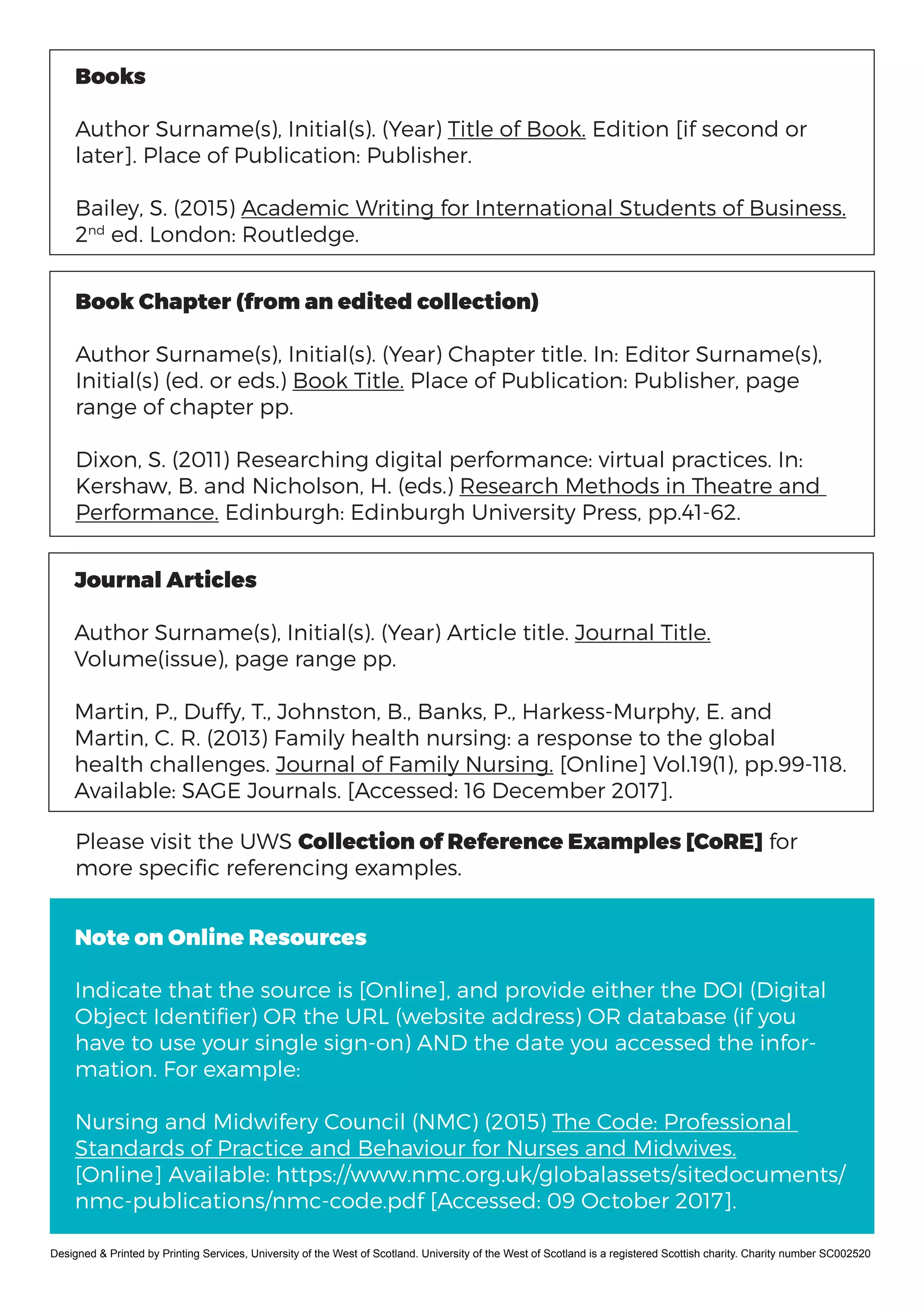 UWS Brief Guide to Harvard Referencing | PDF
