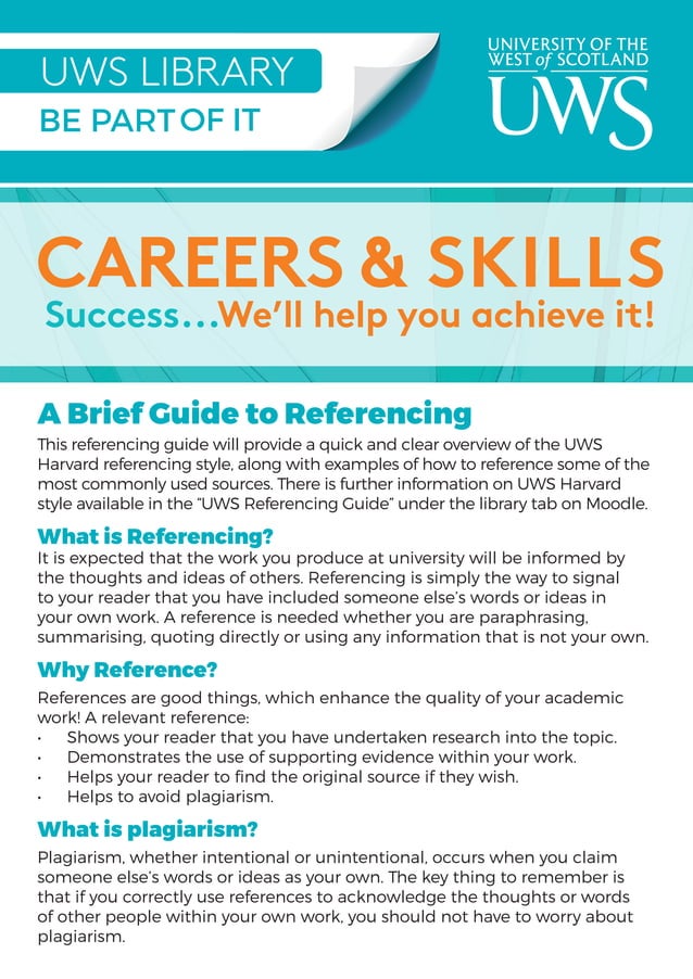 UWS Brief Guide to Harvard Referencing | PDF