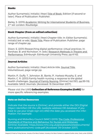 UWS Brief Guide to Harvard Referencing | PDF
