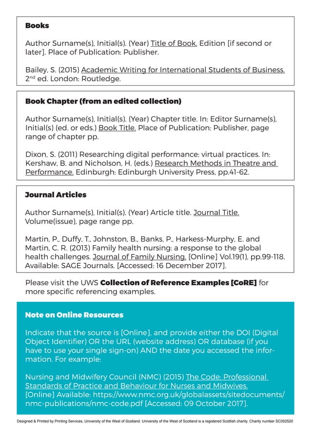 UWS Brief Guide to Harvard Referencing | PDF