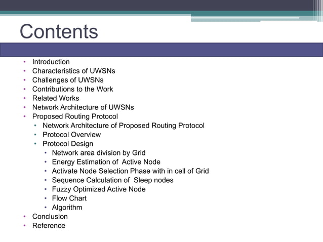 Grid Based Fuzzy Optimized Routing Protocol for Under Water Sensor Network | PPTX | Internet of ...