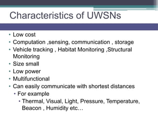 Grid Based Fuzzy Optimized Routing Protocol for Under Water Sensor Network | PPT
