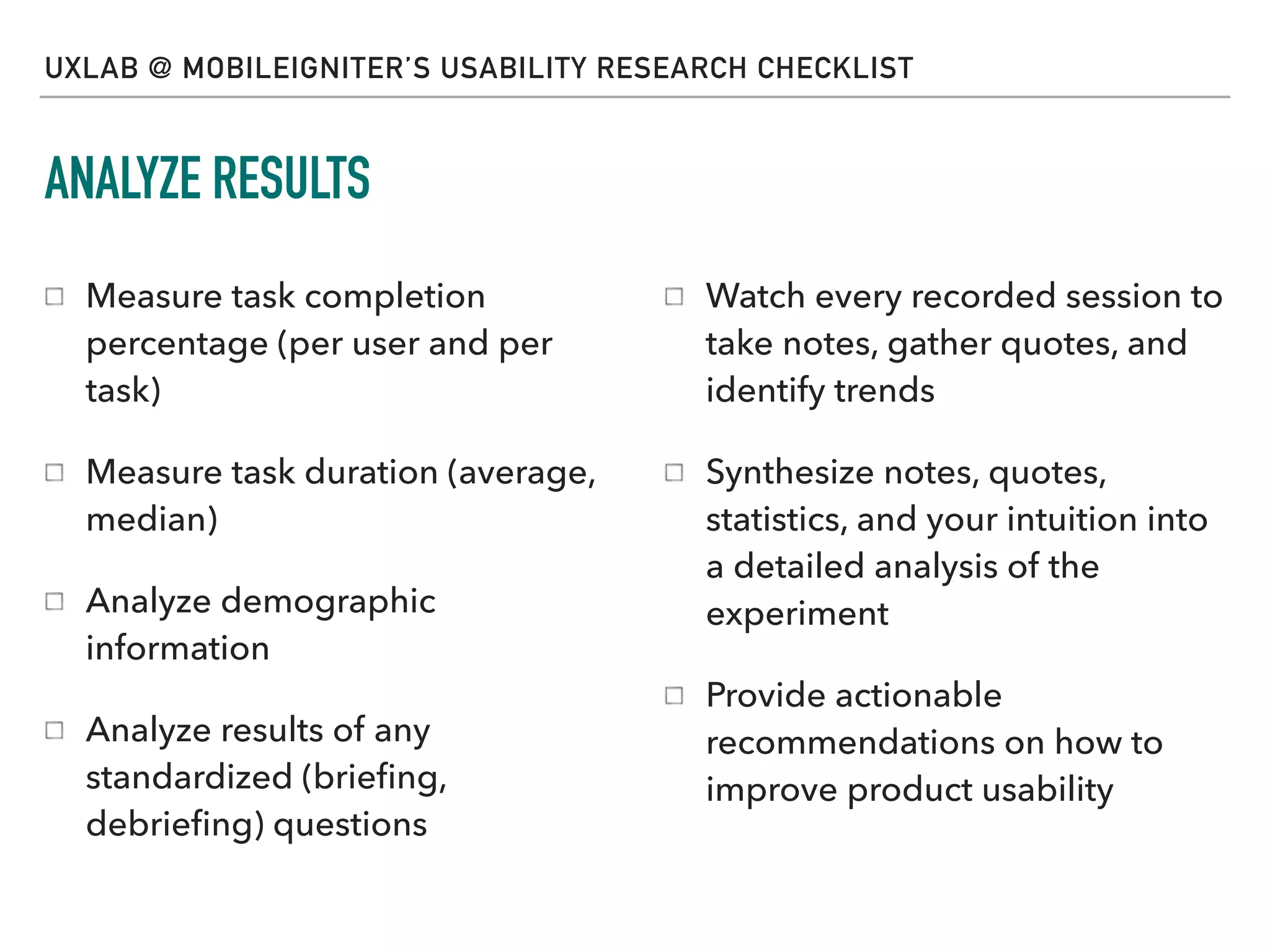 Usability Research Checklist | PDF