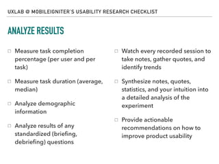 Usability Research Checklist | PDF