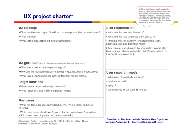 How to define UX objectives and goals using a "lean" six sigma approach