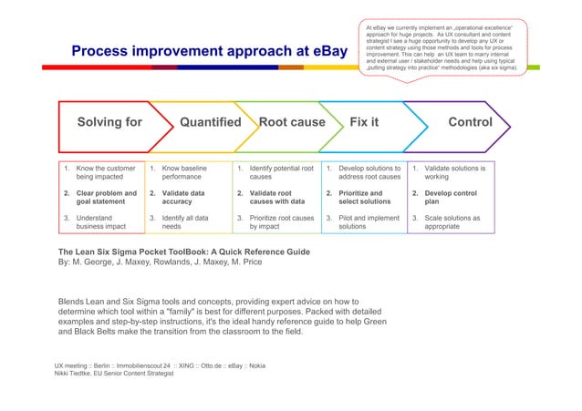 How to define UX objectives and goals using a "lean" six sigma approach