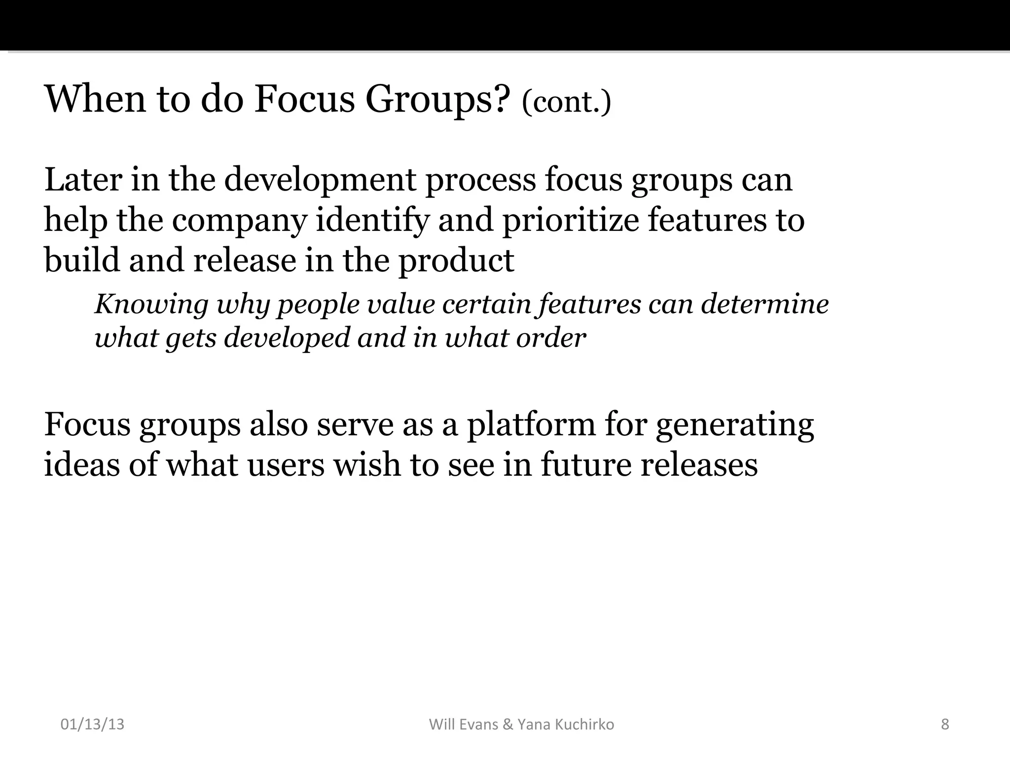 Introduction to UX Research: Conducting Focus Groups | PPT