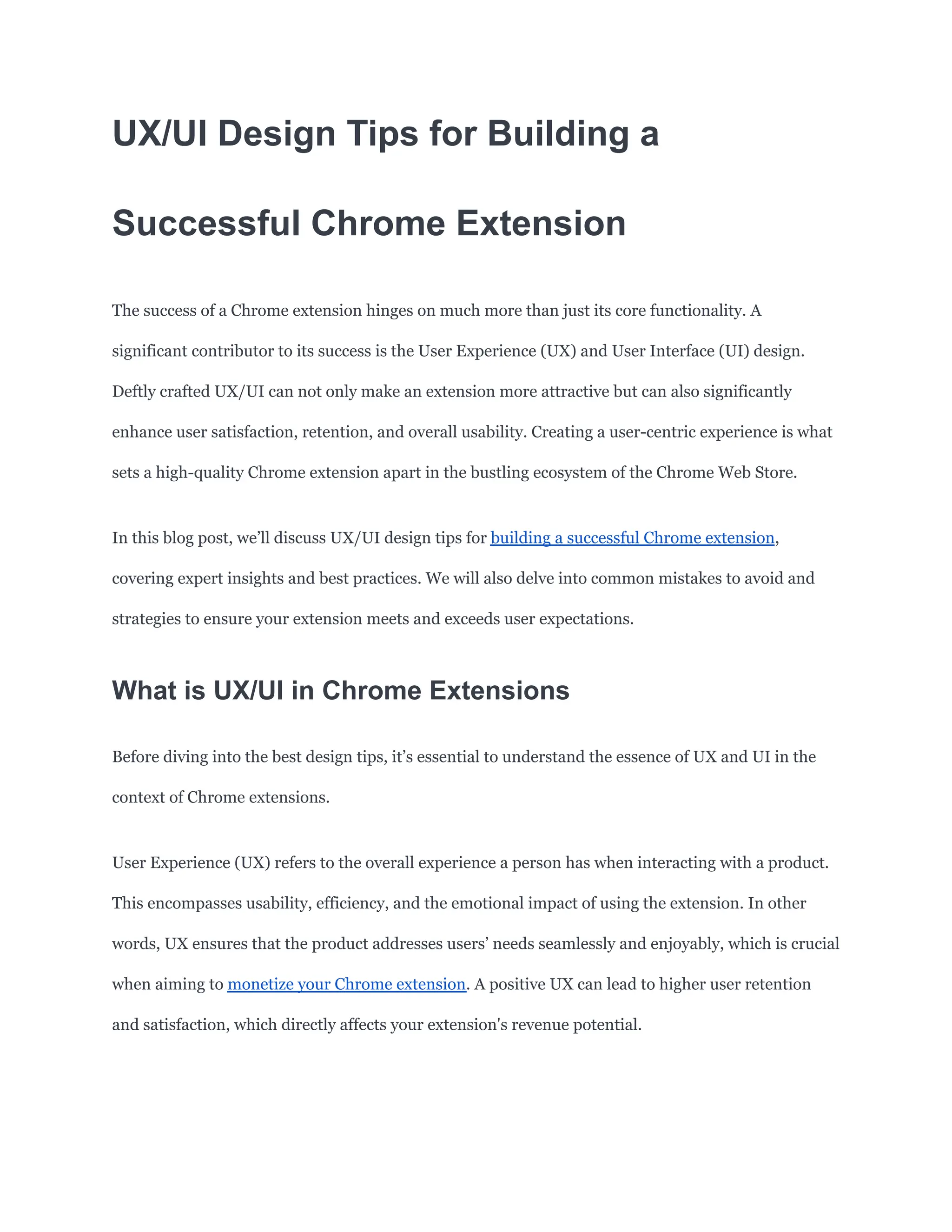 UX/UI Design Tips for Building a Successful Chrome Extension | PDF