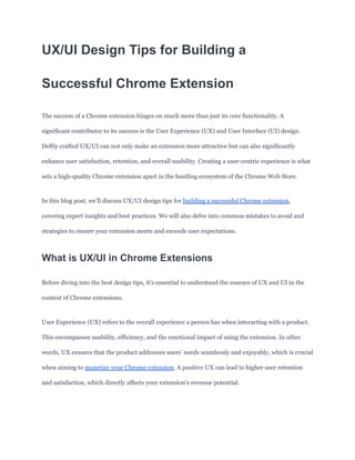 UX/UI Design Tips for Building a Successful Chrome Extension | PDF