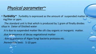 Water Parameters and Treatment | PPTX