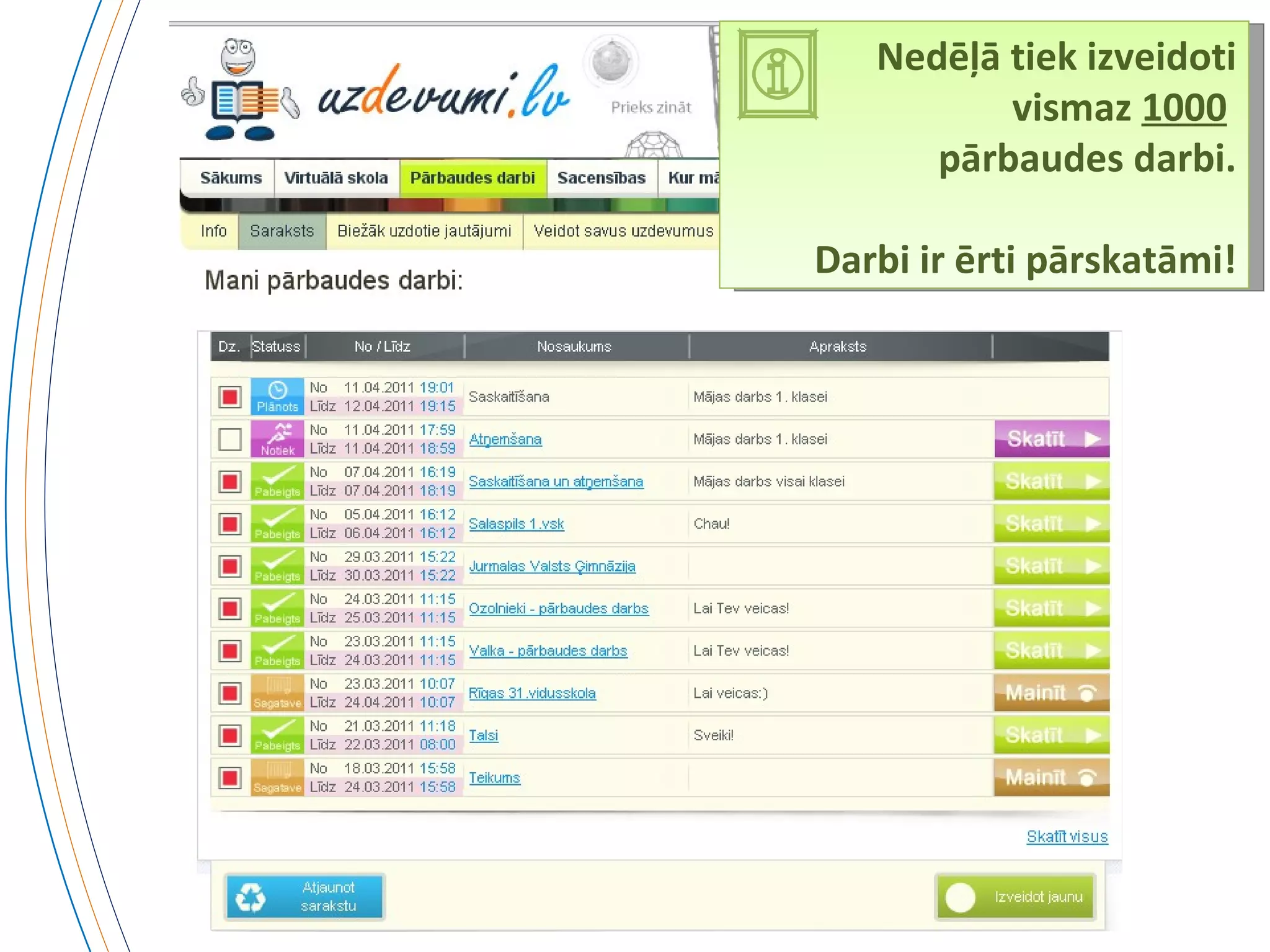 Uzdevumi lv parbaudes darbi | PPT