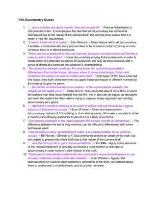 Film documentary quotes | DOCX