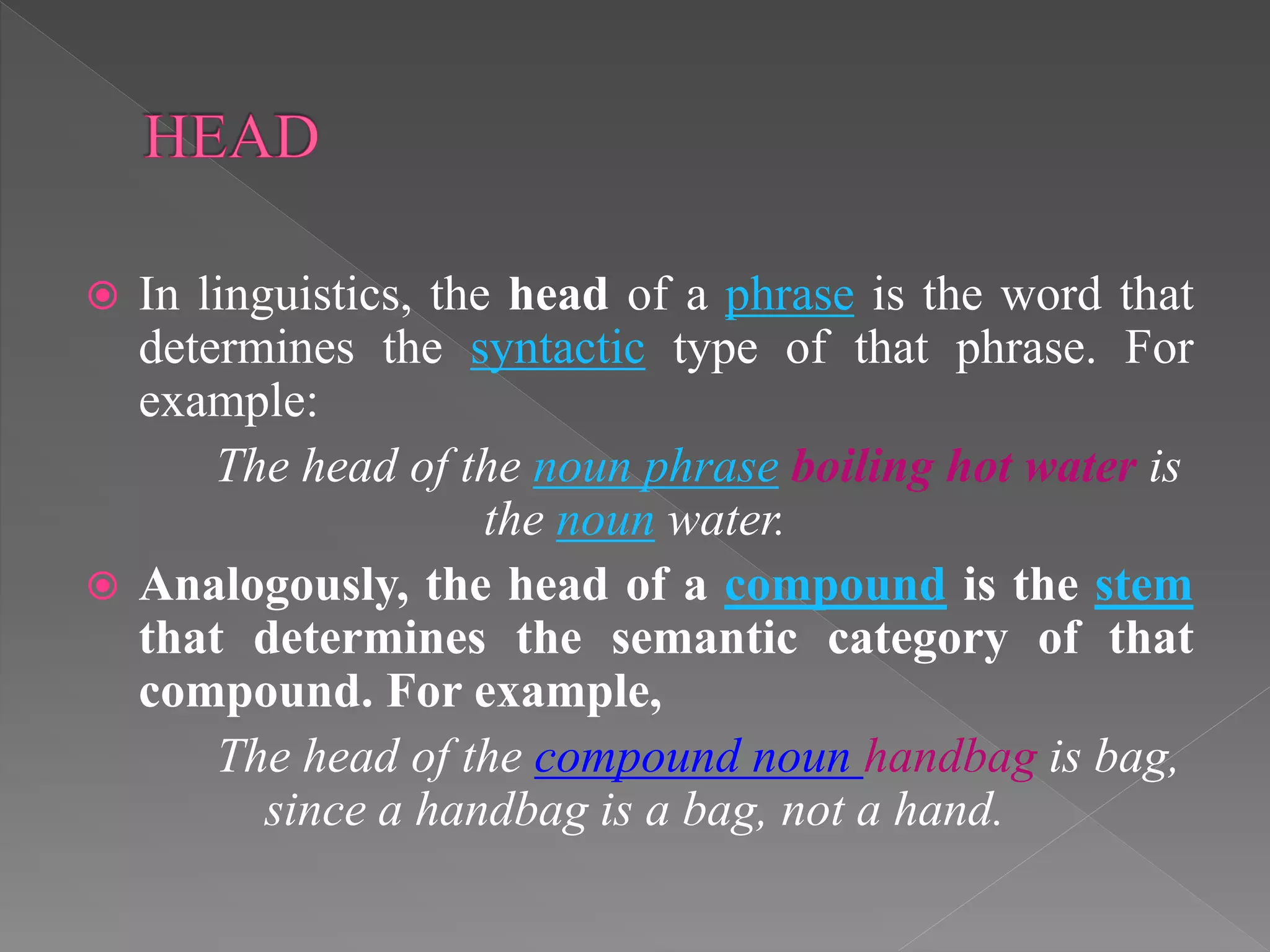 SYNTAX - head and modifiers | PPTX