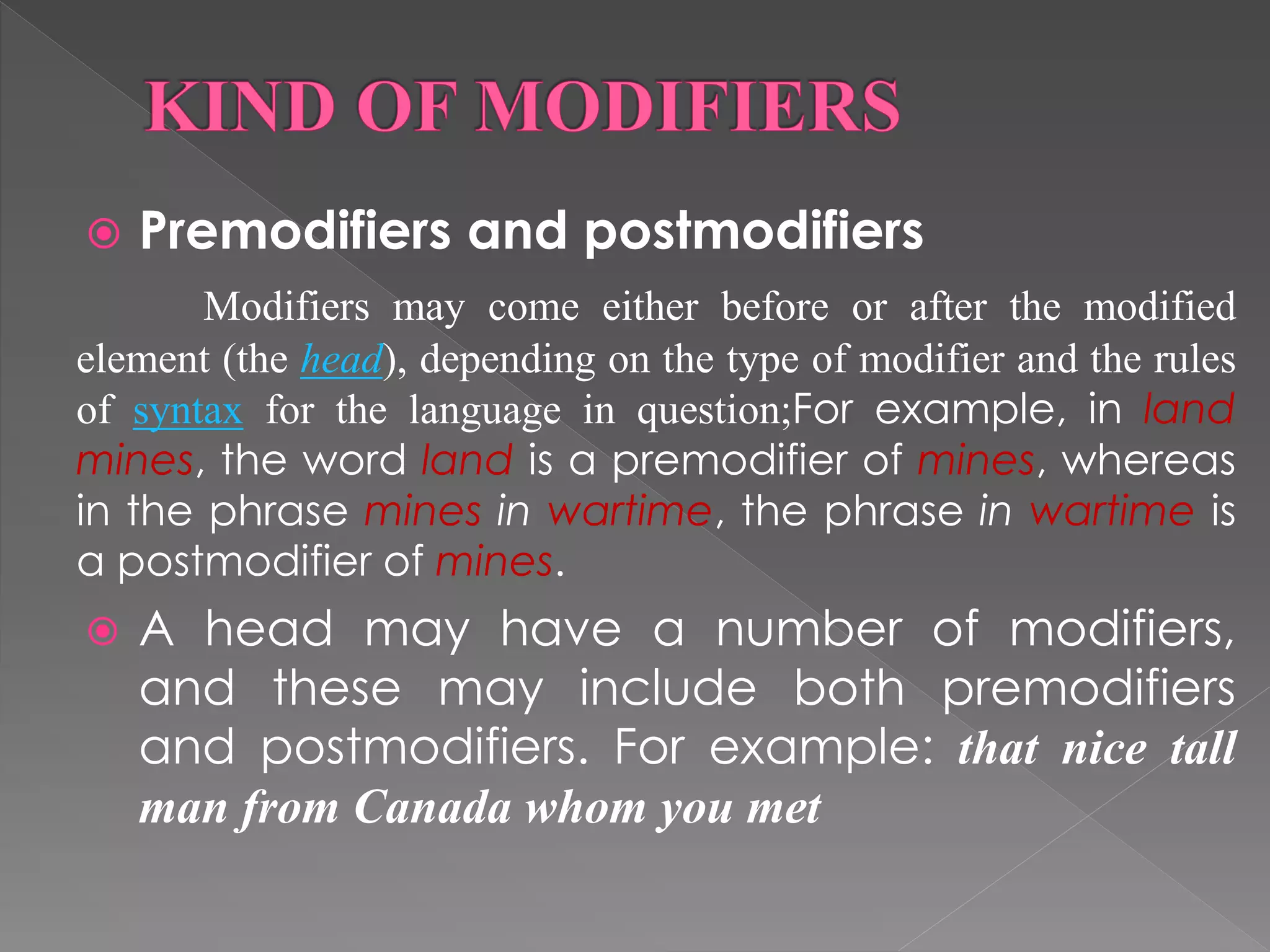 SYNTAX - head and modifiers | PPTX