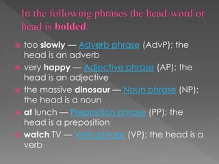 SYNTAX - head and modifiers | PPTX