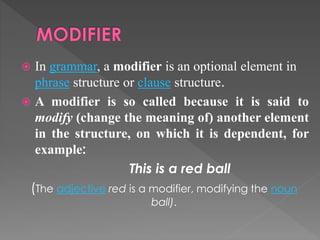 SYNTAX - head and modifiers | PPTX