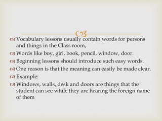 Vocabulary lesson for the first stage | PPTX