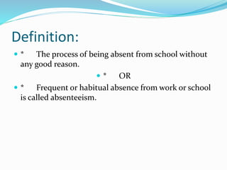 Uzma sheikh..topic .. absenteeism | PPTX