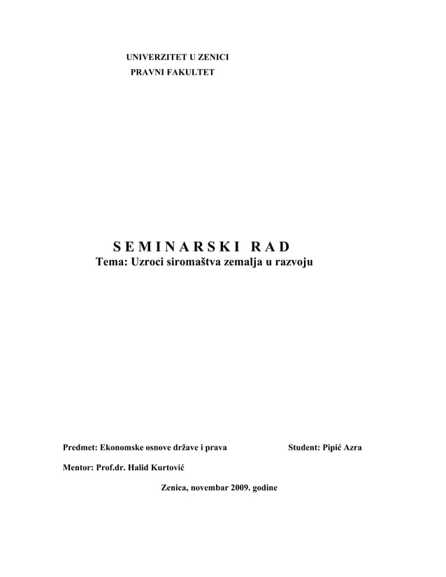 Uzroci siromastva zemalja u razvoju ij | PDF