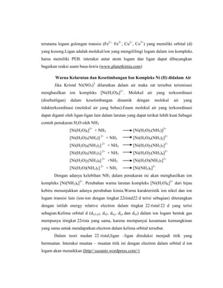 V. warna kelarutan dan kesetimbangan ion kompleks ni(ii) | DOCX