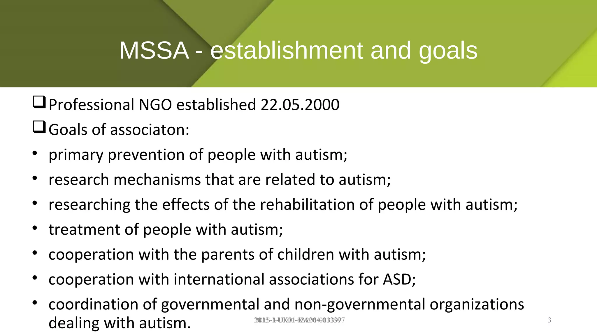 Prof. Dr. Vladimir Trajkovski: MSSA, parents and autism in Macedonia | PPT